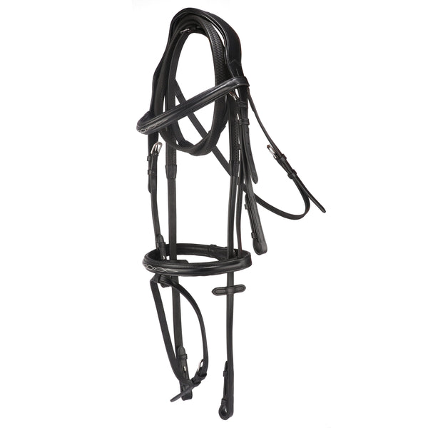 Premium Leather Fancy Bridle With Flash Noseband & Free Rubber Reins ...