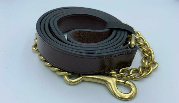 English Sedgwick Leather Show Lead Rein With Brass Chain & Loop Handle ...
